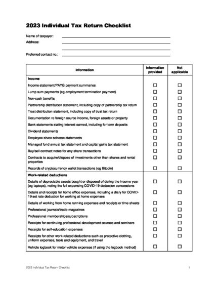 Tax Return Checklist July 2023 - Morco